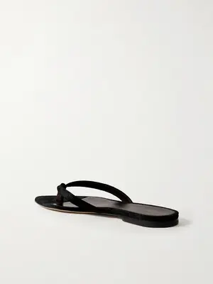 THE ROW Sacha Flat Thong Velvet Sandals - Black