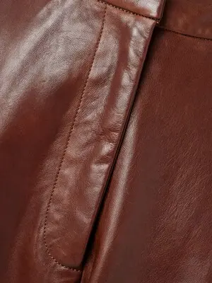 Nour Hammour Leather Barrel-leg Trousers - Brown