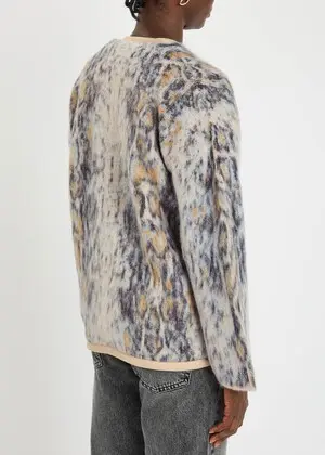 FORTE_FORTE Python-effect Jacquard Brushed-knit Jacket
