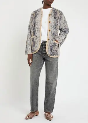 FORTE_FORTE Python-effect Jacquard Brushed-knit Jacket