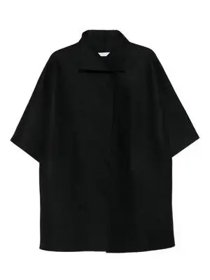Harris Wharf London Short-sleeve Collared Wool Coat - Black