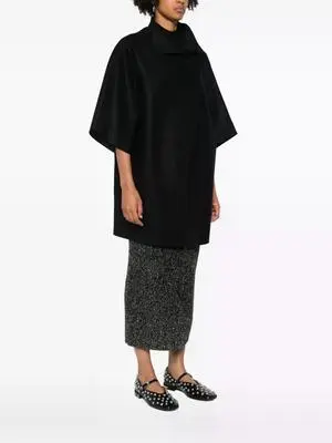 Harris Wharf London Short-sleeve Collared Wool Coat - Black