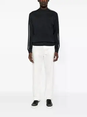 Emporio Armani Striped Detail Wool Sweater - Grey