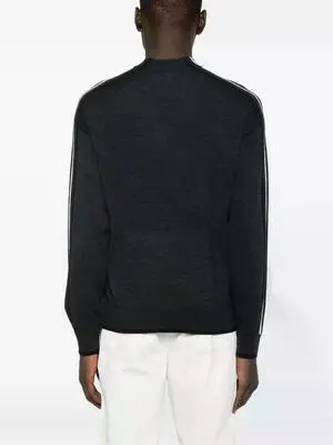 Emporio Armani Striped Detail Wool Sweater - Grey