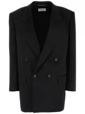 Saint Laurent Silk Satin Blazer - Black