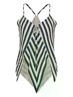 Rosie Assoulin V-neck Spaghetti Strap Chevron Top