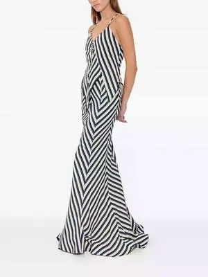 Rosie Assoulin V-neck Spaghetti Strap Chevron Top