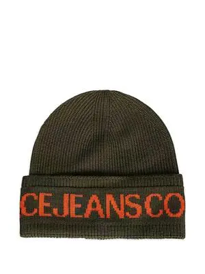 Versace Logo-embroidered Beanie - Green