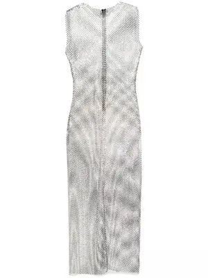 Philosophy Di Lorenzo Serafini Rhinestone Embellished Mesh Maxi Dress - Metallic