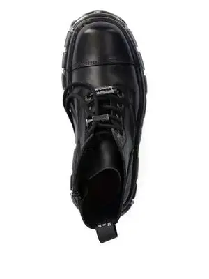 NEW ROCK Metallic Lace-up Platform Boots - Black