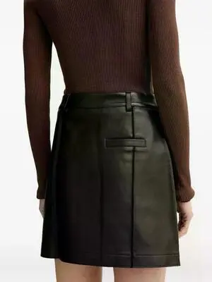 AERON Button-fastening Leather Mini Skirt