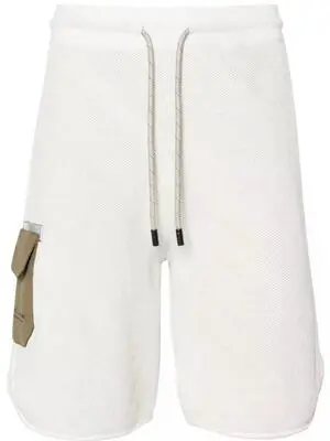 Sease Contrast Pocket 3d-knit Track Shorts - White
