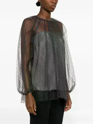 Red Valentino Polka-dot Tulle Blouse