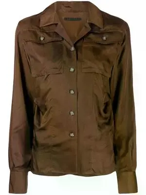 Helmut Lang Tobacco Satin Finish Shirt - Brown