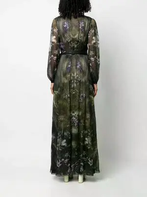 Alberta Ferretti Floral Print Silk Maxi Dress