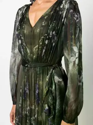 Alberta Ferretti Floral Print Silk Maxi Dress