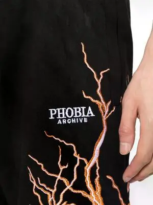 PHOBIA Lightning Embroidered Track Shorts