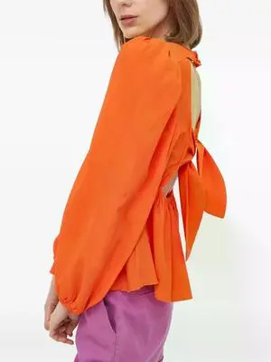 NOTES DU NORD Puff Sleeve Tie-back Blouse
