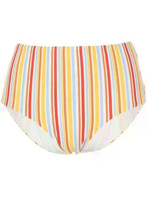 LEMLEM High-waisted Bikini Bottoms With Vertical Woven Stripe Pattern - Multicolour