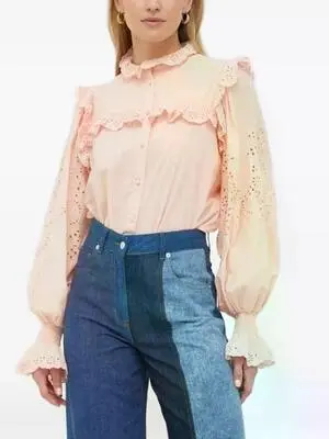 NOTES DU NORD Eyelet Frill Blouse - Pink
