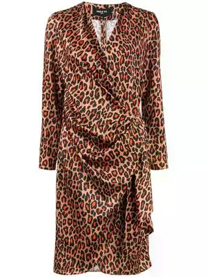 Paule Ka Leopard Print Wrap Dress - Brown