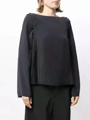 ADEAM Peony Crepe Top With Pleat Detailing