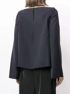 ADEAM Peony Crepe Top With Pleat Detailing