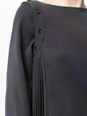 ADEAM Peony Crepe Top With Pleat Detailing