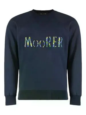 MOORER Embroidered Raglan-sleeve Sweatshirt - Blue