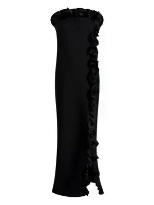 Cinq À Sept Ruffle Detail Strapless Gown - Black
