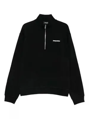 Dsquared2 Half-zip Cotton Sweatshirt - Black