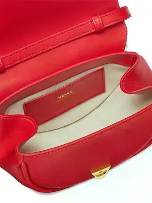 Versace Curved Flap Leather Shoulder Bag - Red