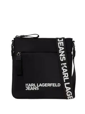 Karl Lagerfeld Logo Appliqué Messenger Bag - Black