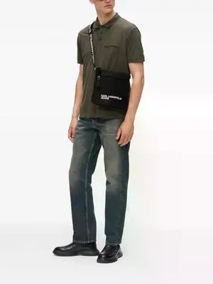 Karl Lagerfeld Logo Appliqué Flat Messenger Bag