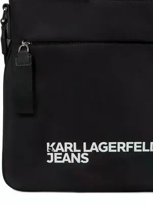 Karl Lagerfeld Logo Appliqué Flat Messenger Bag