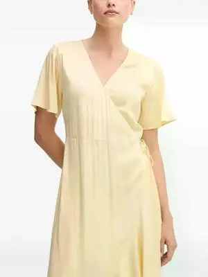Gant Ruffled-sleeve Asymmetrical Wrap Dress - Yellow