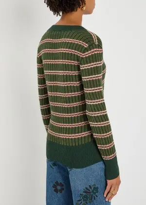 Etro Striped Knit Designer V-neck Jumper Uk8 / S