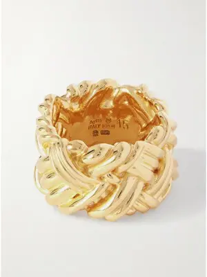Bottega Veneta Intrecciato Plated Silver Ring - Gold