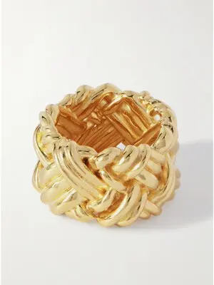 Bottega Veneta Intrecciato Plated Silver Ring