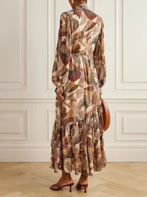 Farm Rio Belted Printed Modal Maxi Dress