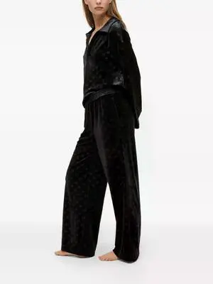 Karl Lagerfeld Monogram Velvet Track Pants