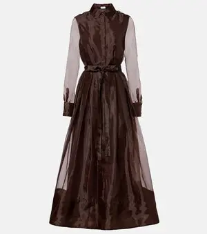 Simkhai Montgomery Organza Shirt Dress - Brown