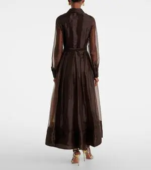 Simkhai Montgomery Organza Shirt Dress - Brown