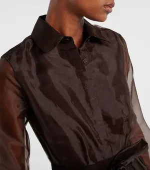 Simkhai Montgomery Organza Shirt Dress - Brown