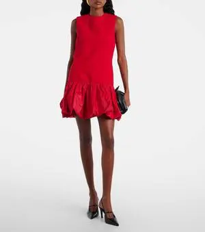 PATOU Tweed And Faille Minidress In Scarlet
