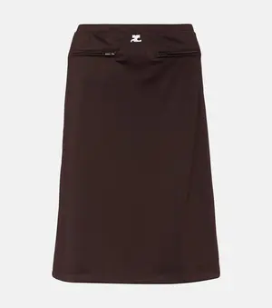 COURREGES Interlock Tracksuit Midi Skirt In Chocolate - Brown