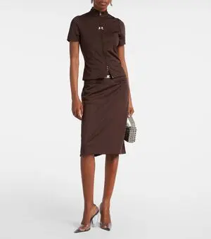 COURREGES Interlock Tracksuit Midi Skirt In Chocolate