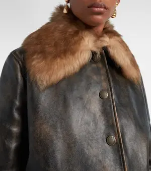 Dolce & Gabbana Shearling-trimmed Leather Bomber Jacket