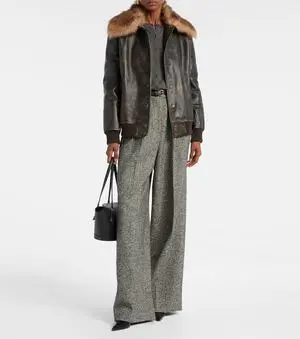 Dolce & Gabbana Shearling-trimmed Leather Bomber Jacket