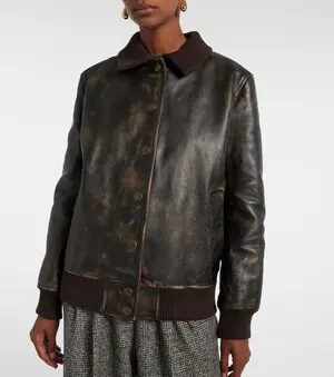 Dolce & Gabbana Shearling-trimmed Leather Bomber Jacket